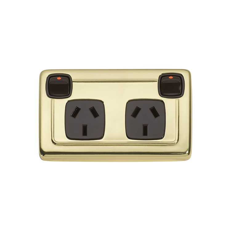 Tradco Double GPO Power Point -Polished Brass with Brown Inserts 5809 ...
