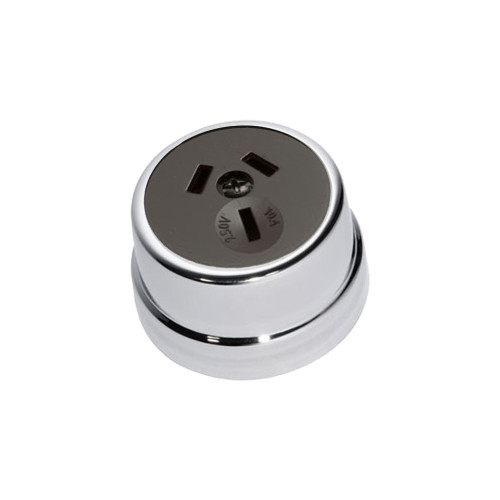 Heritage Clipsal Round Power Point Socket - Brown Socket with Chrome ...
