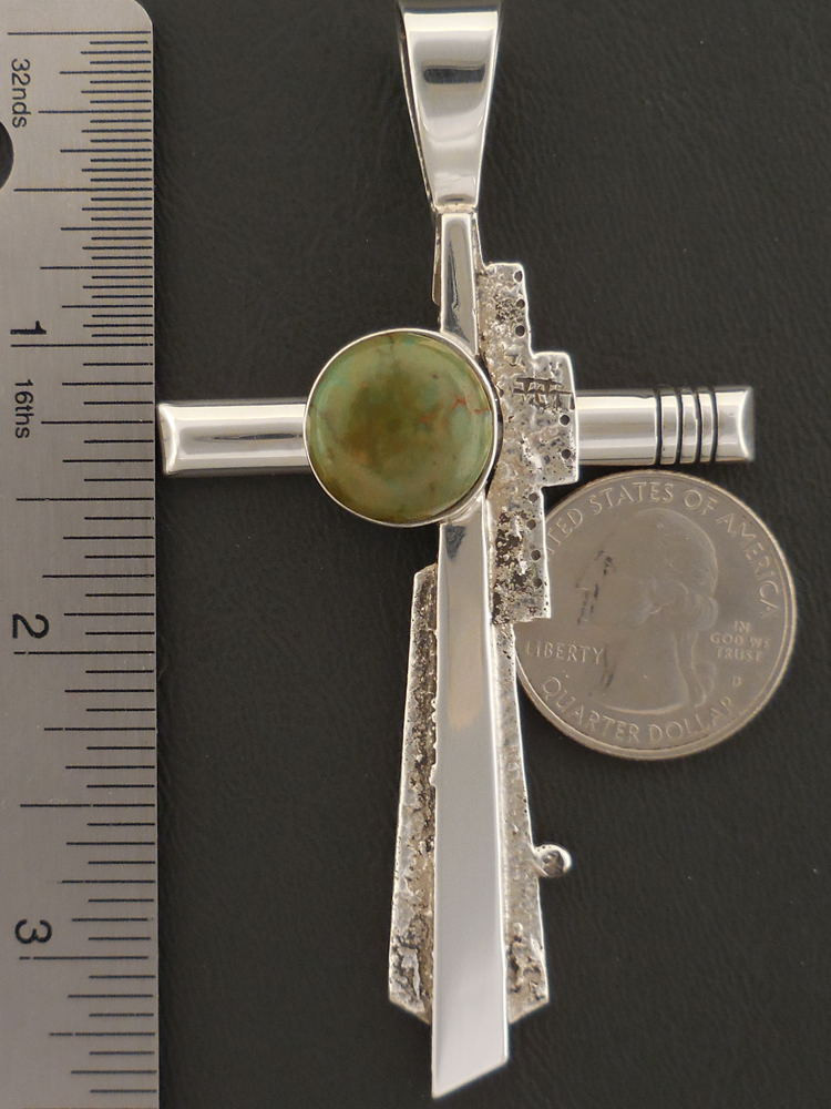 Large Turquoise Cross Pendant | Native American Handmade - Leroy Begay