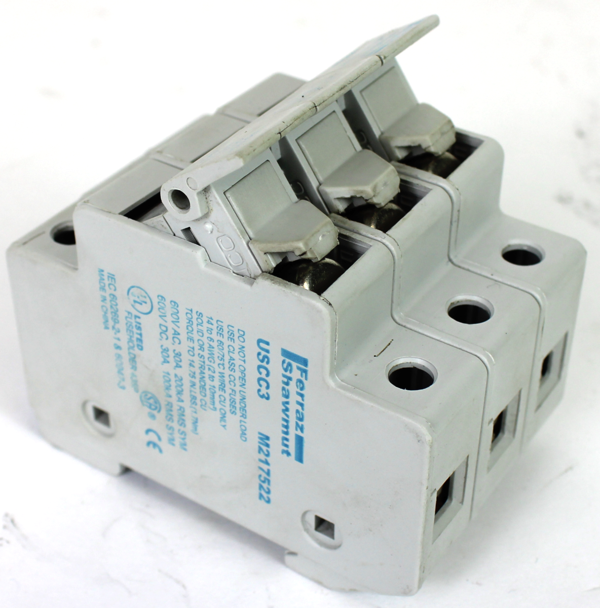 Ferraz Shawmut Ultrasafe USCC3 M217522 Fuse Holder, 600V, 30A, 3 Pole