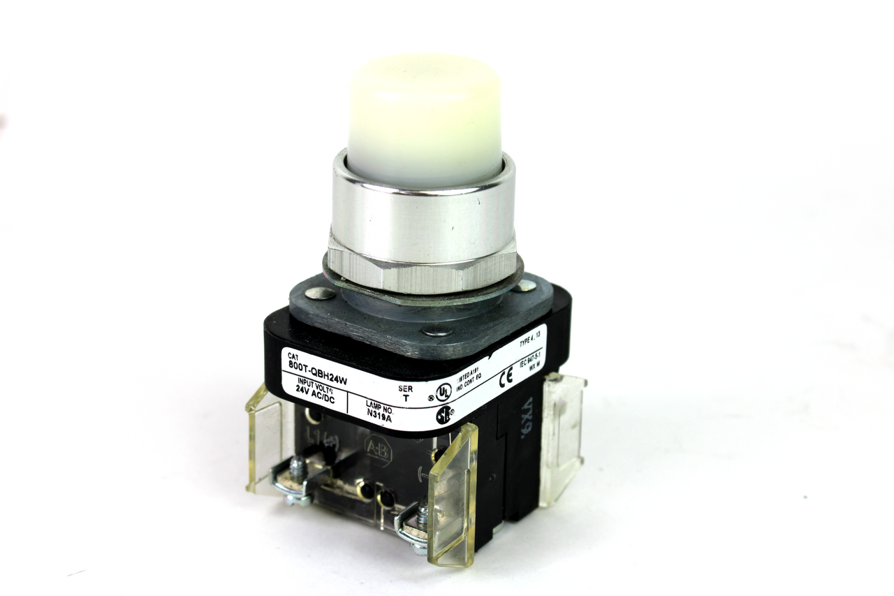 Allen Bradley 800T-QBH24W Ser. T Illuminated Push Button Switch, White, 24V AC/DC