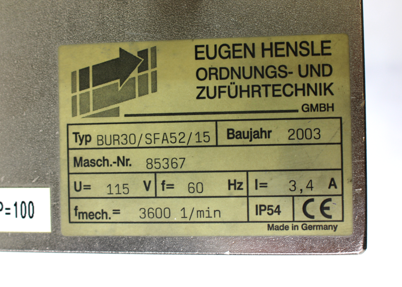 Eugen Hensle BUR30 / SFA 52/15 Linear Conveyor, 115V, 3600 1/min