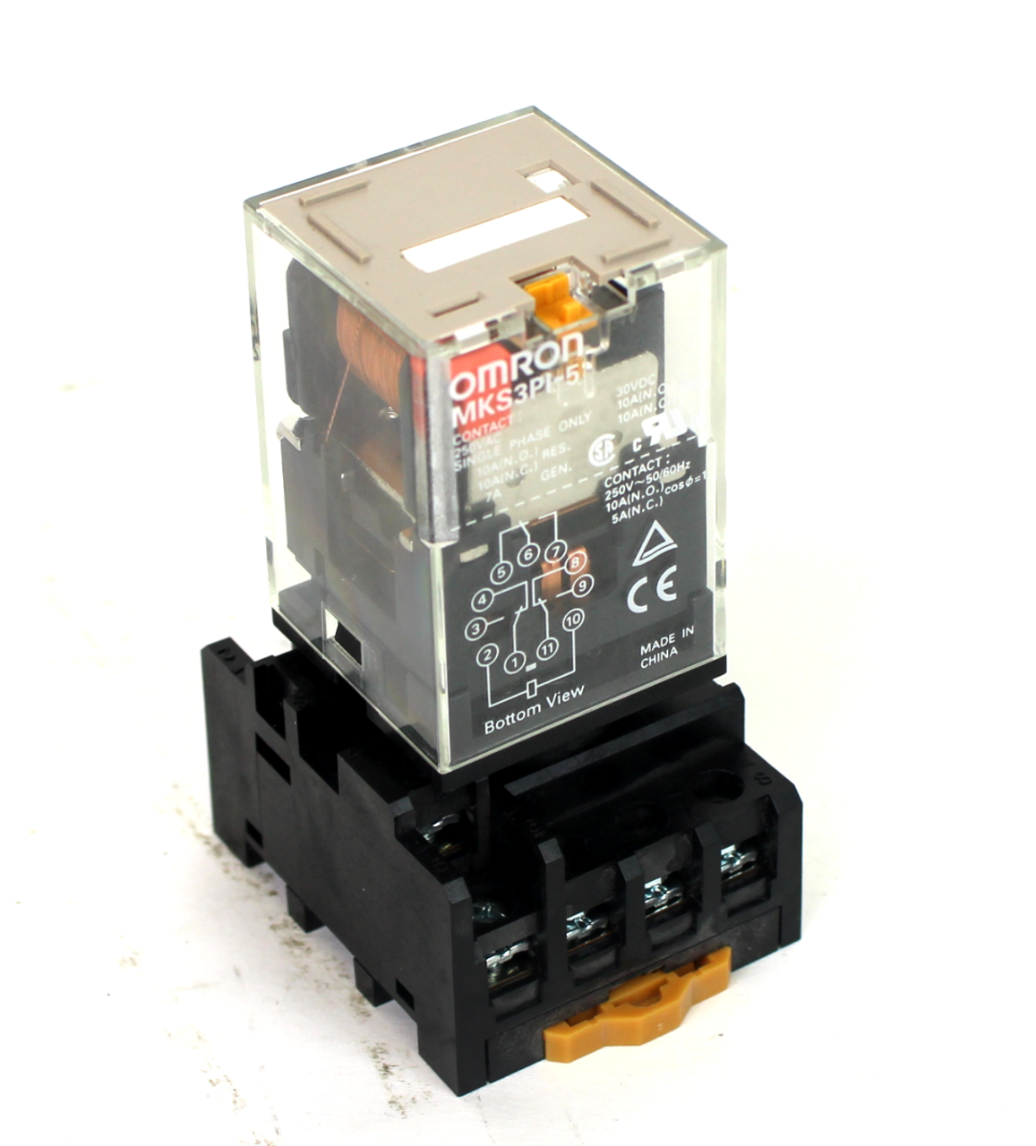 Omron MKS3PI-5 Plug In Relay w/ PF113A-E Relay Socket, 11 Pin Omron MKS3PI-5 Plug In Relay w/ PF113A-E Relay Socket, 11 Pin