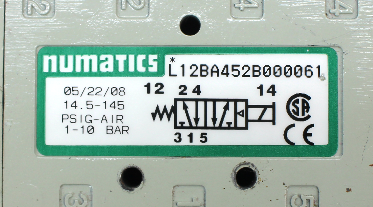 Numatics L12BA452B000061 Solenoid Valve w/ 226-749B Coil 24VDC