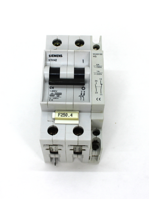 Siemens 5SX42 C4 Circuit Breaker w/ 5SX9100 Auxiliary Contact