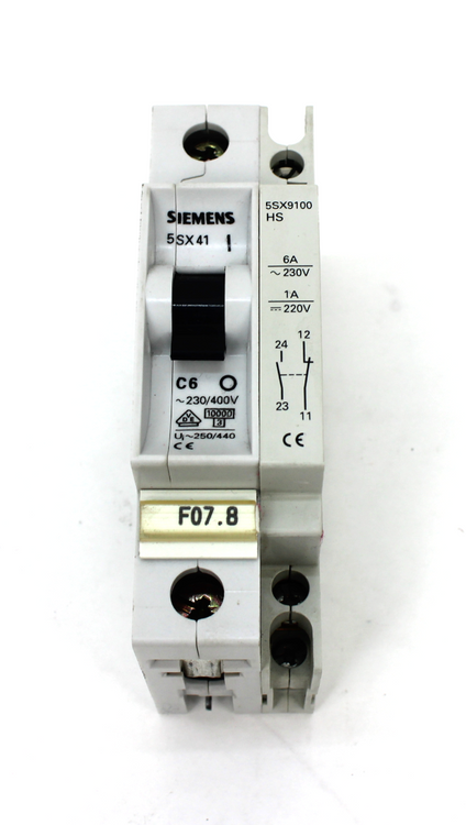 Siemens 5SX41 C6 w/ 5SX9100HS Auxiliary Contact
