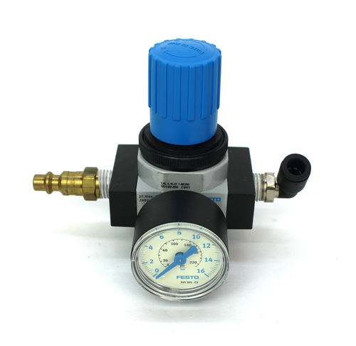 Festo LR-1/4-D-I-MINI Pressure Regulator w/ Pressure Gauge