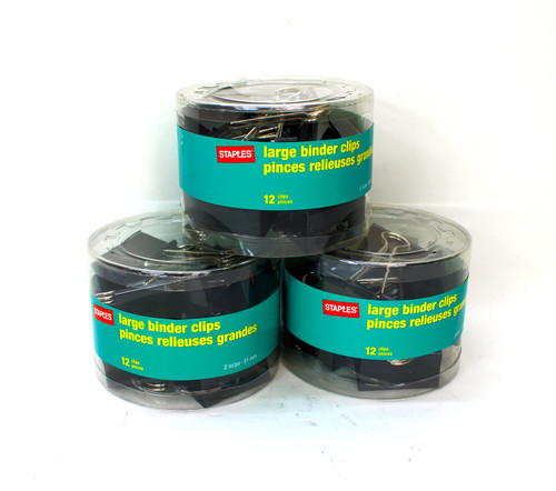 Staples 2" Large Binder Clips 12Pc, 3 Pack NEW