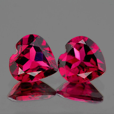 6.00 mm Heart 2 pcs AAA Fire Natural Reddish Pink Rhodolite Garnet [Flawless-VVS] - Asher Gems