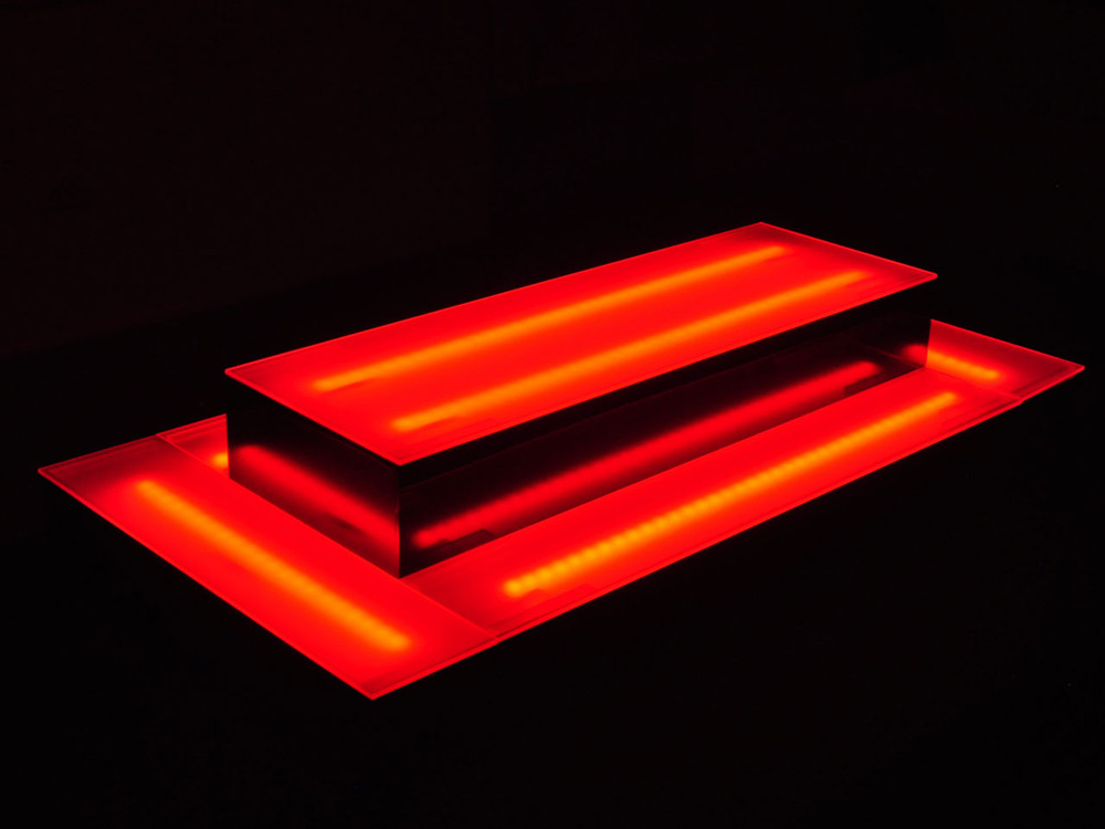 Island 2 Tier Double Wide LED Bar Shelf Display - LiquorShelves.com