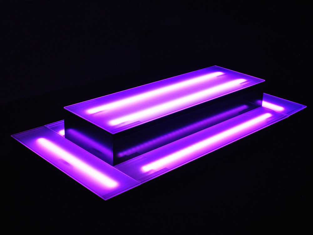Island 2 Tier Double Wide LED Bar Shelf Display - LiquorShelves.com
