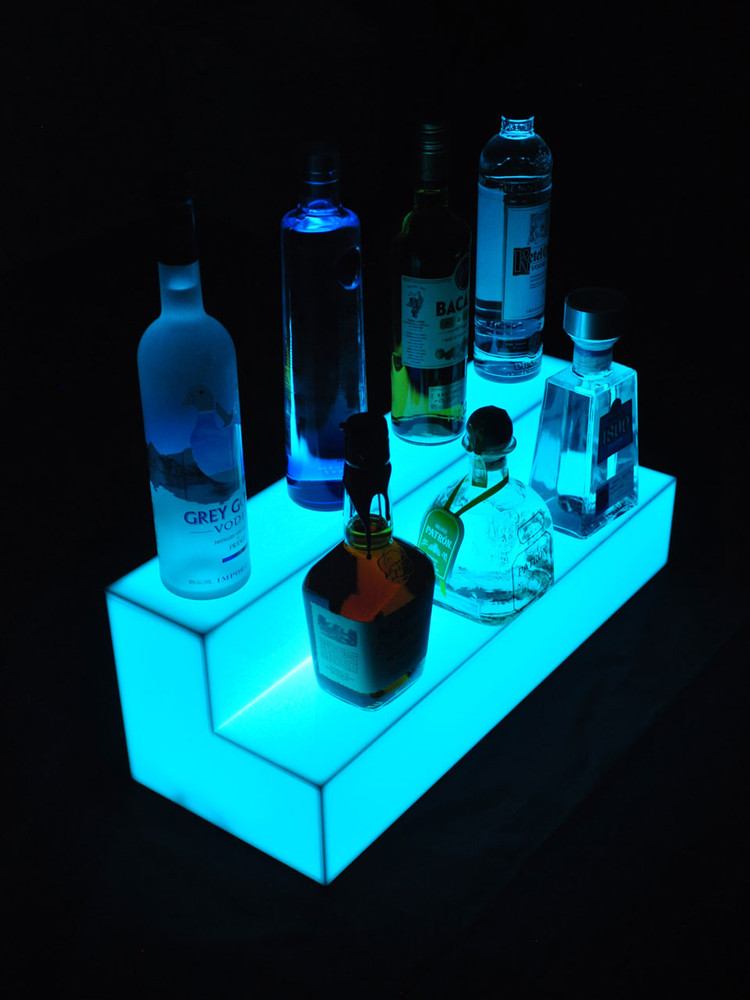 Glow Step 2 Tier LED Bar Shelf Display - LiquorShelves.com