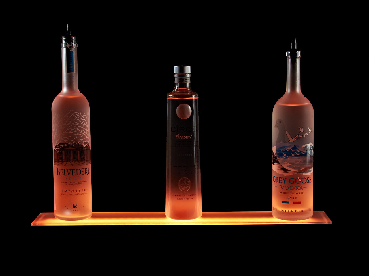 1 Tier LED Bar Shelf Display - LiquorShelves.com