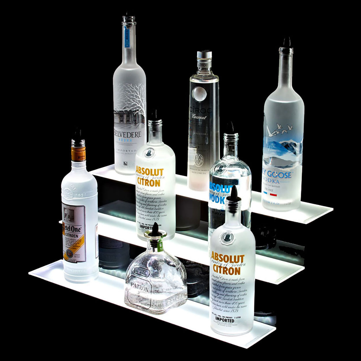 Tiered LED Bar Shelf Displays - LiquorShelves.com