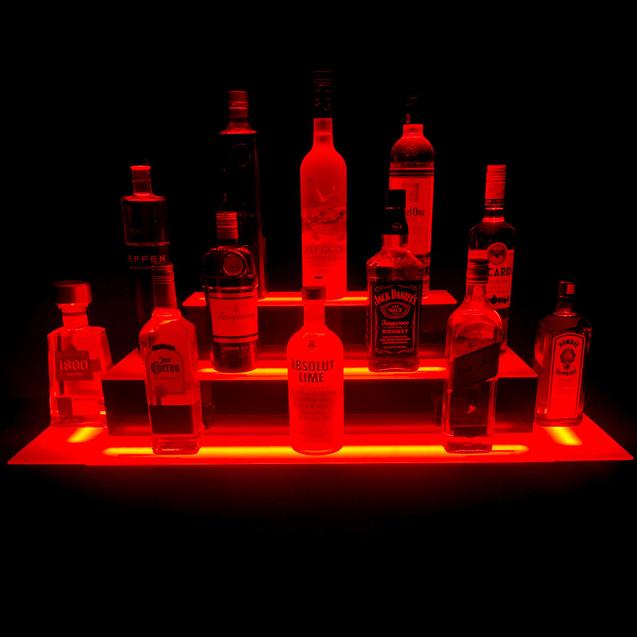 Wraparound 3 Tier LED Bar Shelf Display - LiquorShelves.com