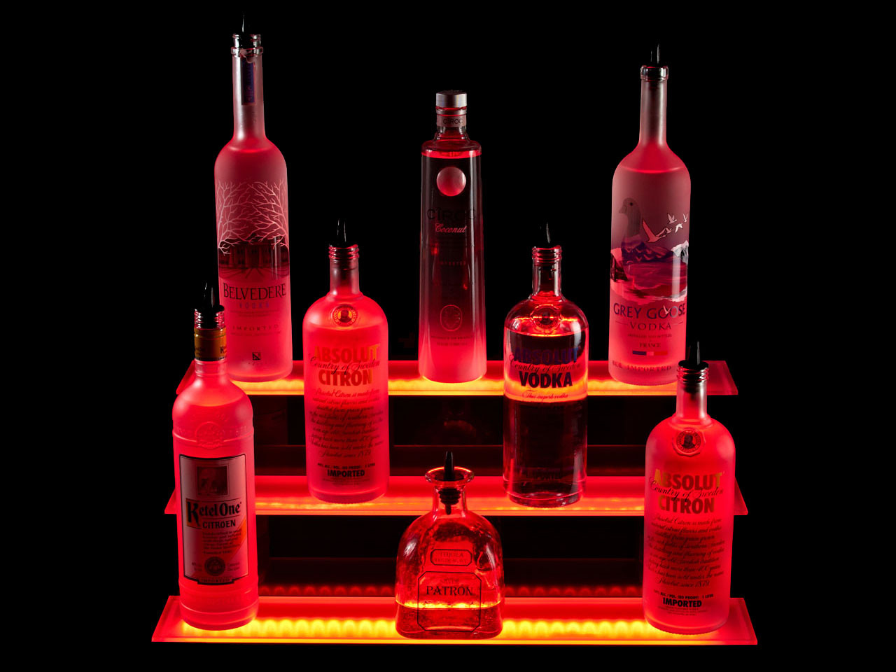 3 Tier LED Bar Shelf Display - LiquorShelves.com