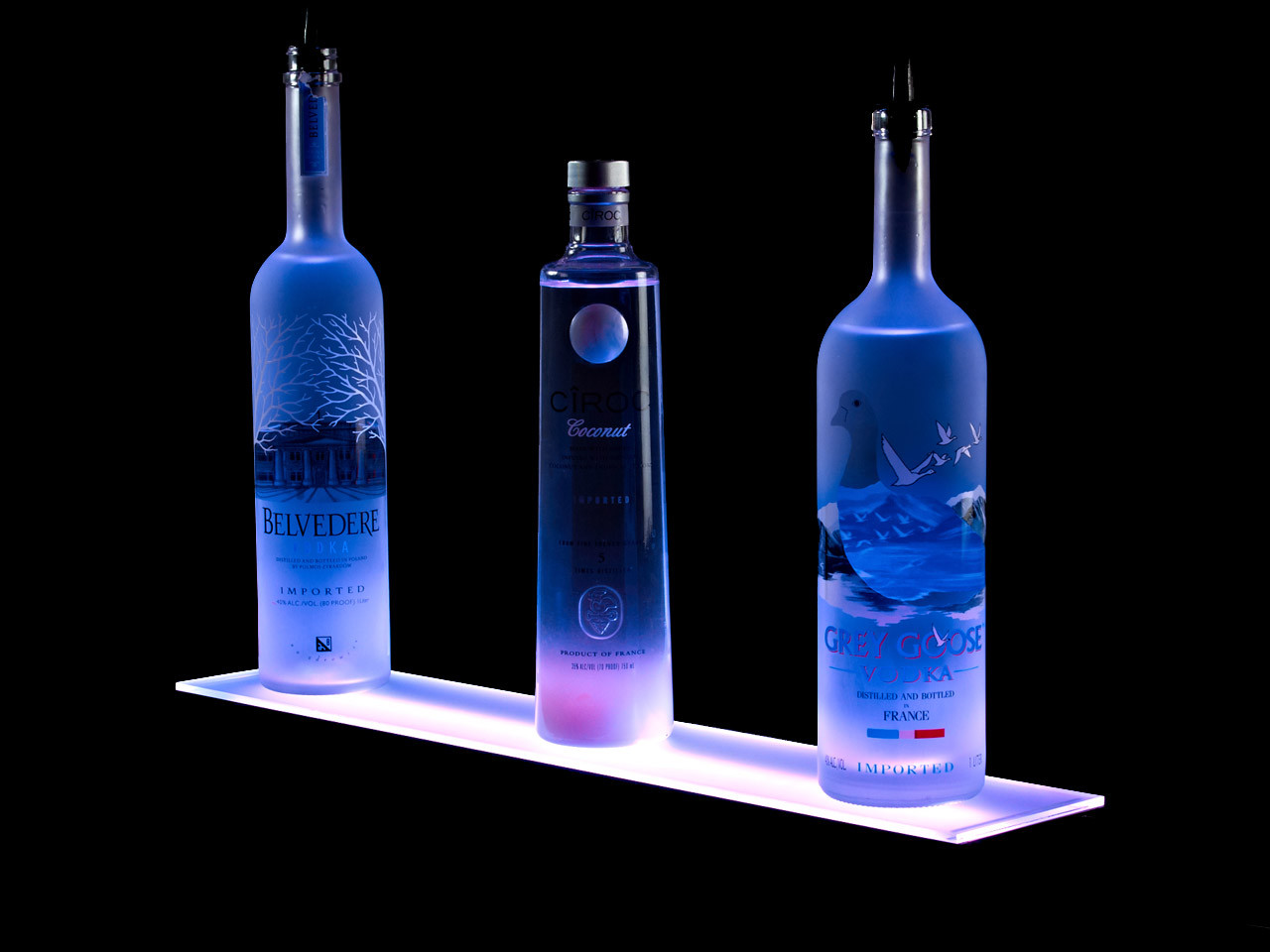 1 Tier LED Bar Shelf Display - LiquorShelves.com
