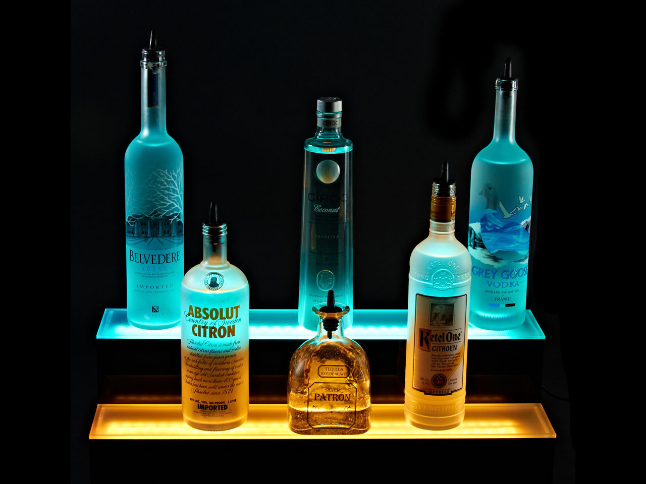 Tiered LED Bar Shelf Displays - LiquorShelves.com