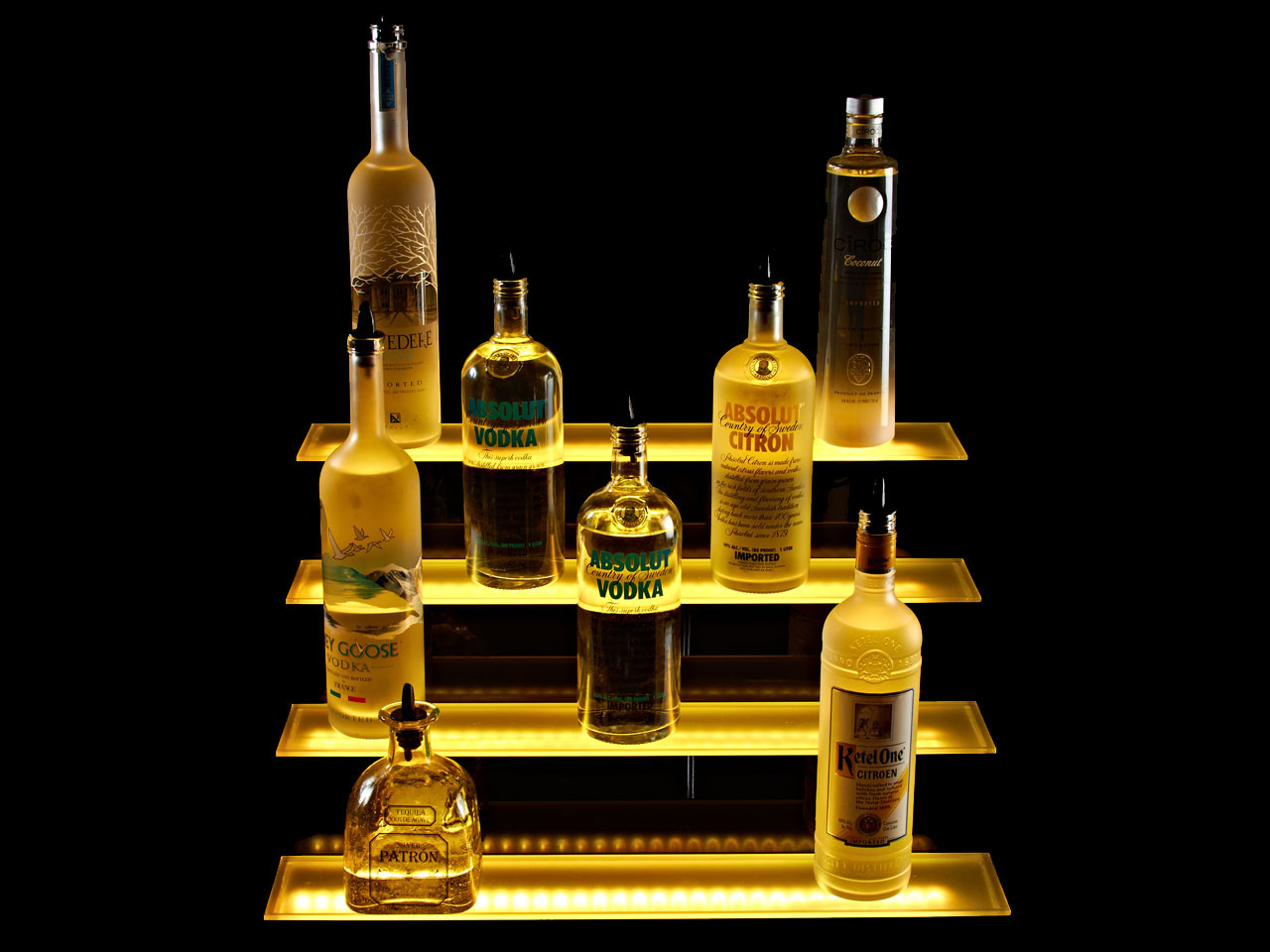 4 Tier LED Bar Shelf Display - LiquorShelves.com