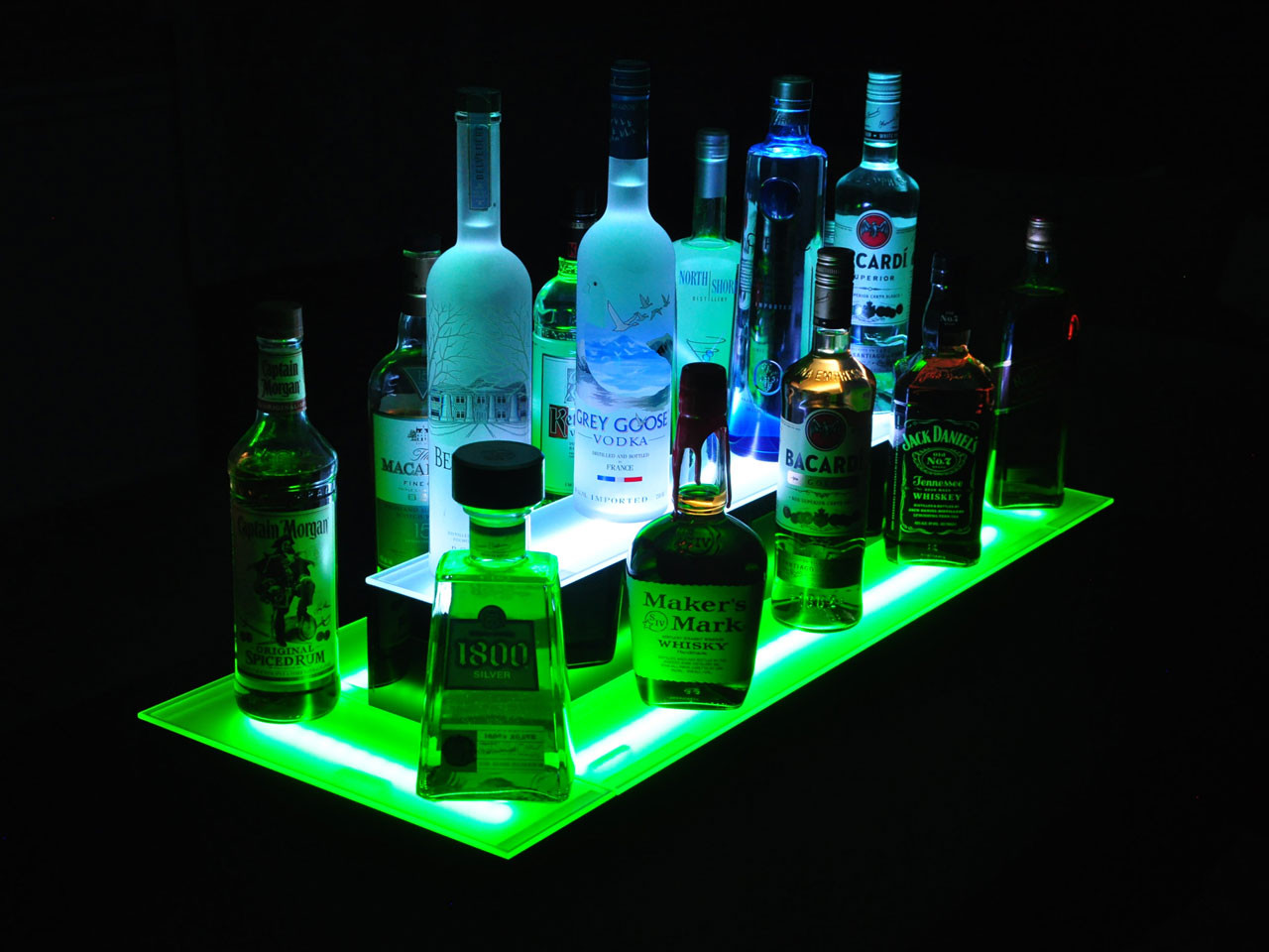 Tiered LED Bar Shelf Displays - LiquorShelves.com