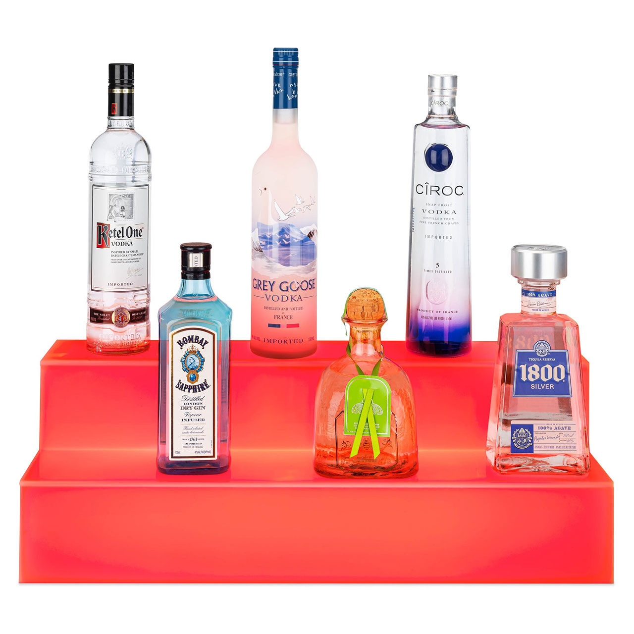 Glow Step 2 Tier LED Bar Shelf Display - LiquorShelves.com