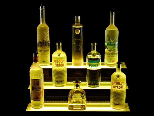 3 Tier LED Bar Shelf Display - LiquorShelves.com