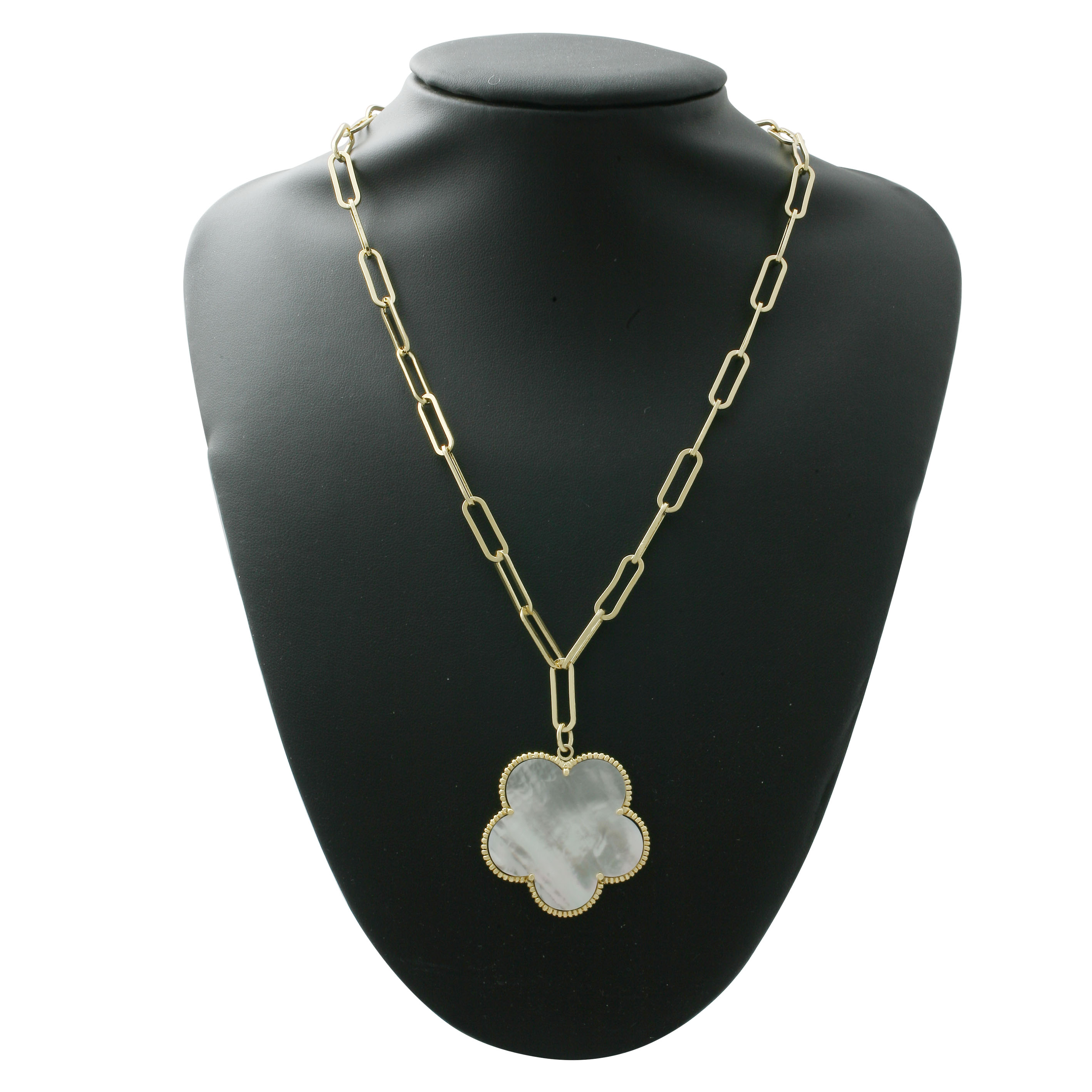 Jankuo Mother of pearl flower clip chain 18"