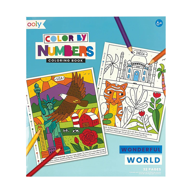 Wonderful World Color By Numbers Coloring Book - PlayMatters Toys