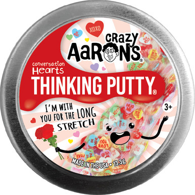 Red Conversation Hearts 2" Thinking Putty Tin - PlayMatters Toys