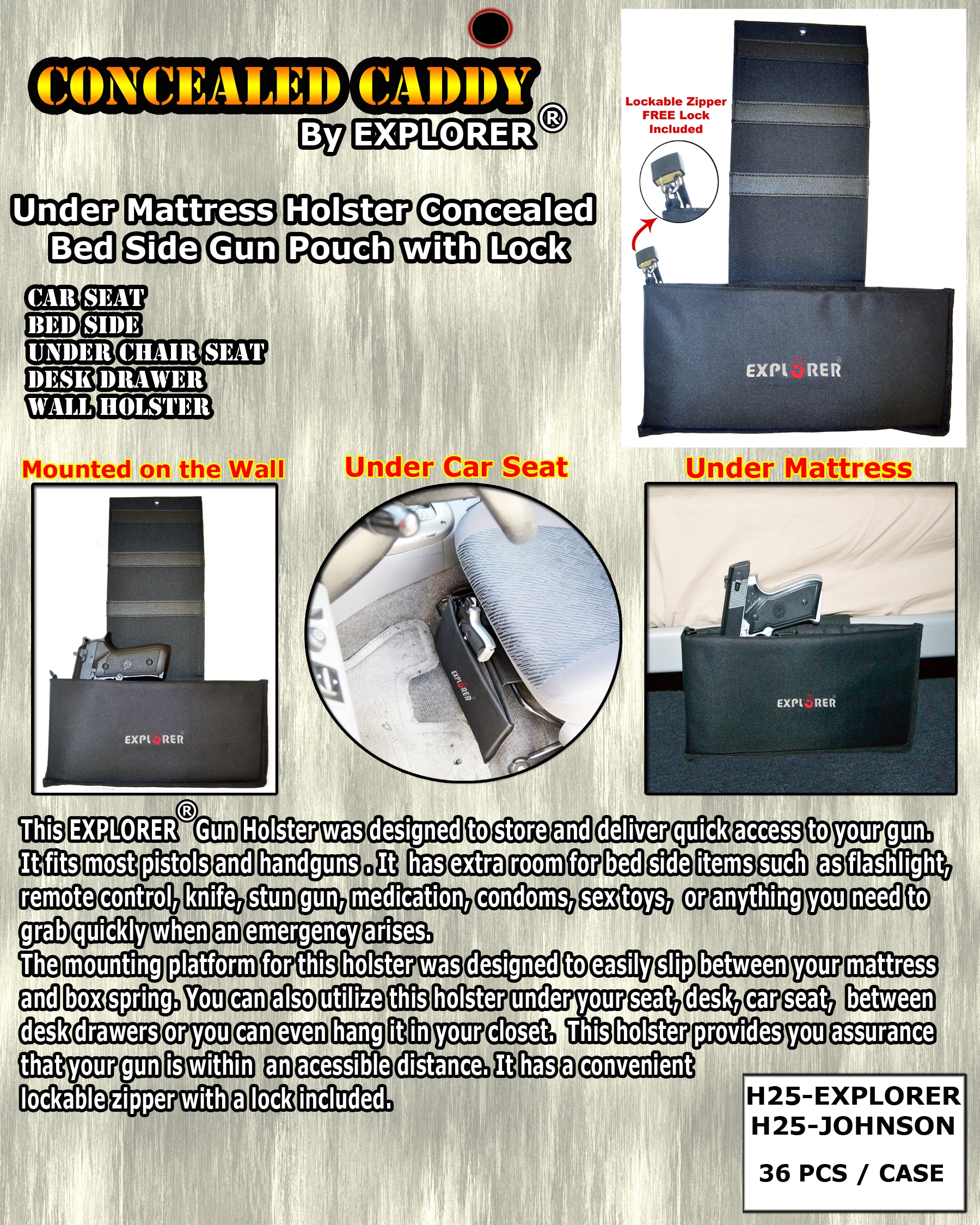 Johnson Under Mattress Bed Handgun Holster - Arms of America