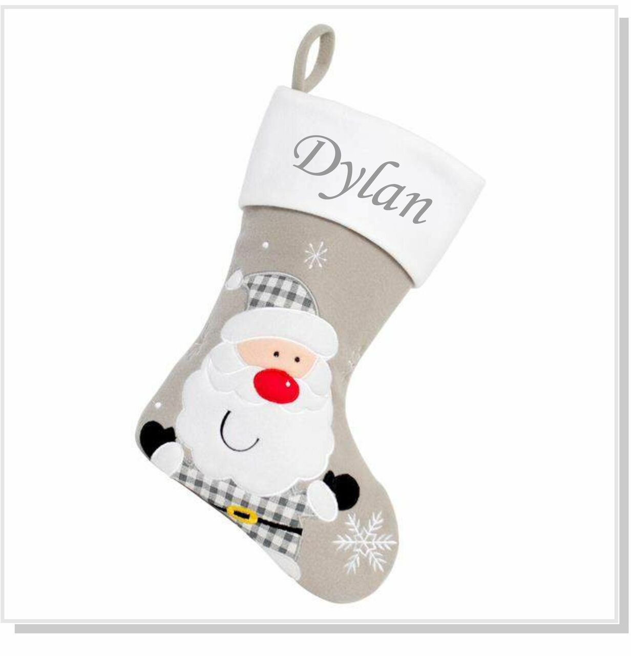 Personalised Deluxe SILVER Stocking - (Cute Santa) - CladishSports.co ...