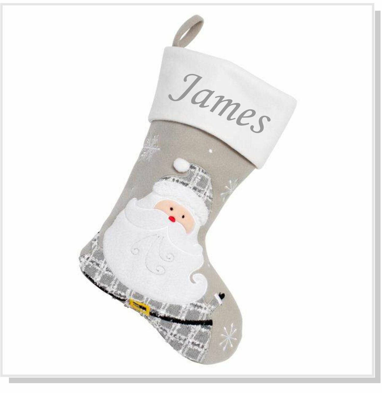 Personalised Deluxe SILVER Stocking - (Xmas Santa) - CladishSports.co ...