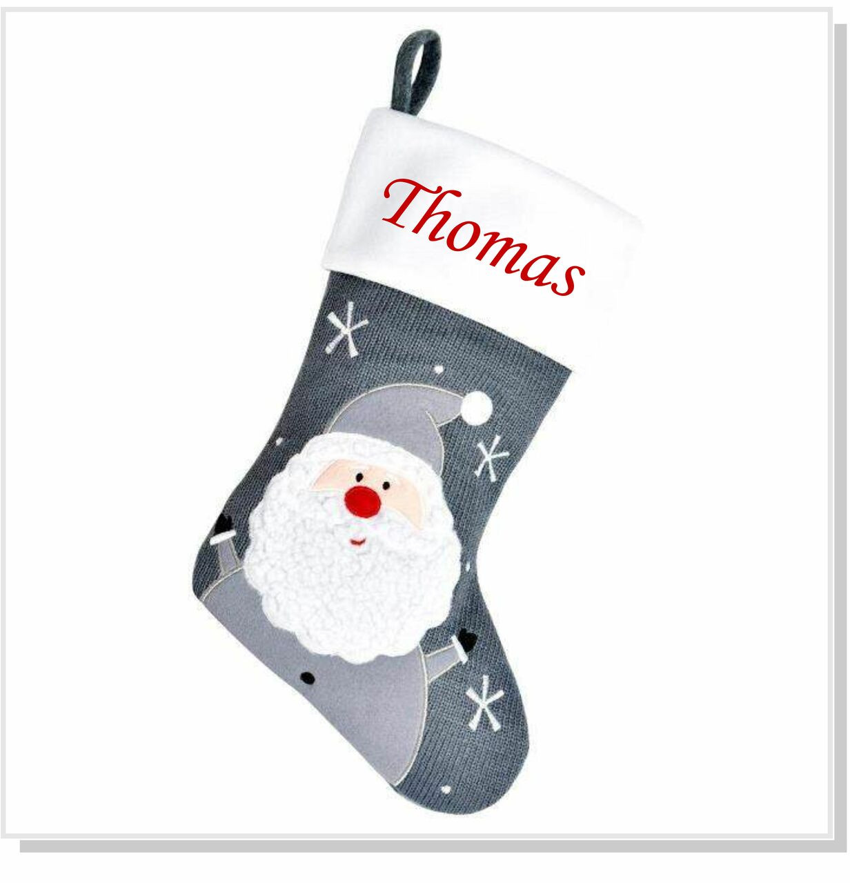 Personalised Deluxe SILVER KNIT Stocking - (Santa) - CladishSports.co ...