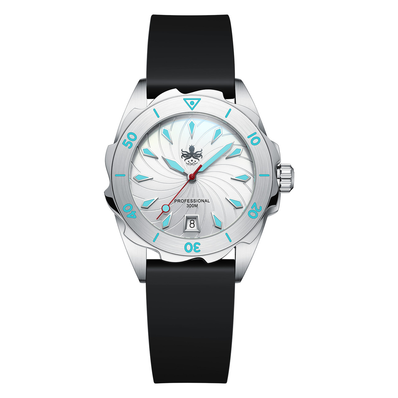 PHOIBOS SEA NYMPH 300M Quartz Lady Diver Watch PX021C Black