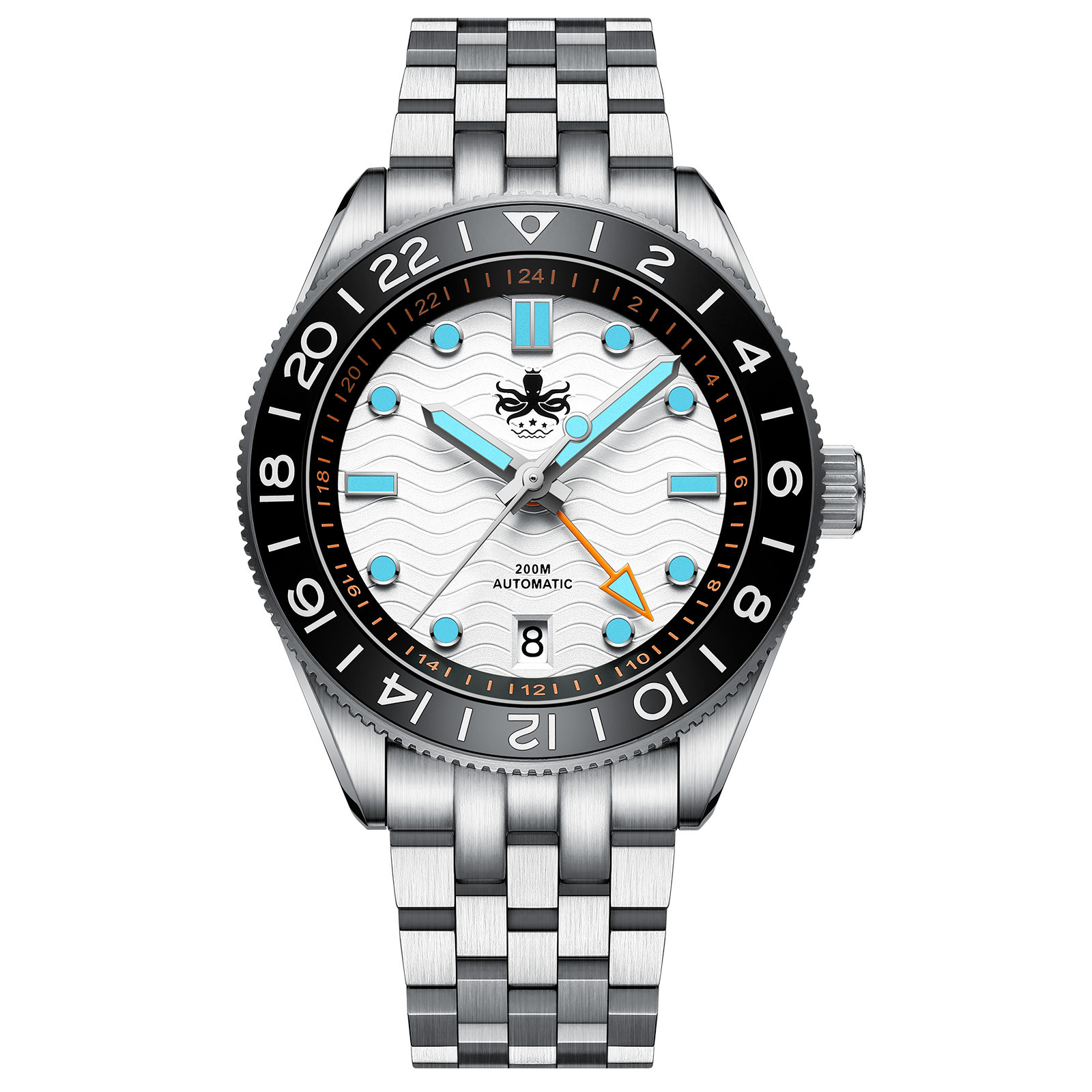 PHOIBOS WAVE MASTER GMT 200M Automatic Diver Watch PY049C Black