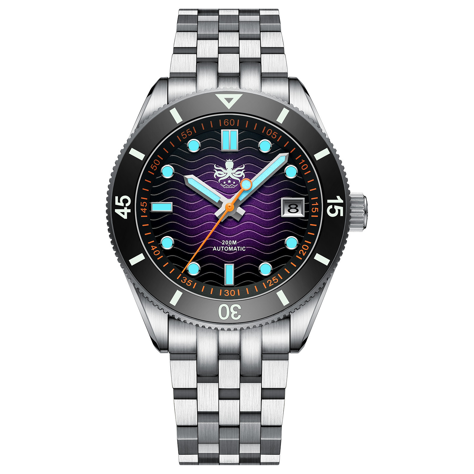 PHOIBOS WAVE MASTER GMT 200M Automatic Diver Watch PY049H Purple