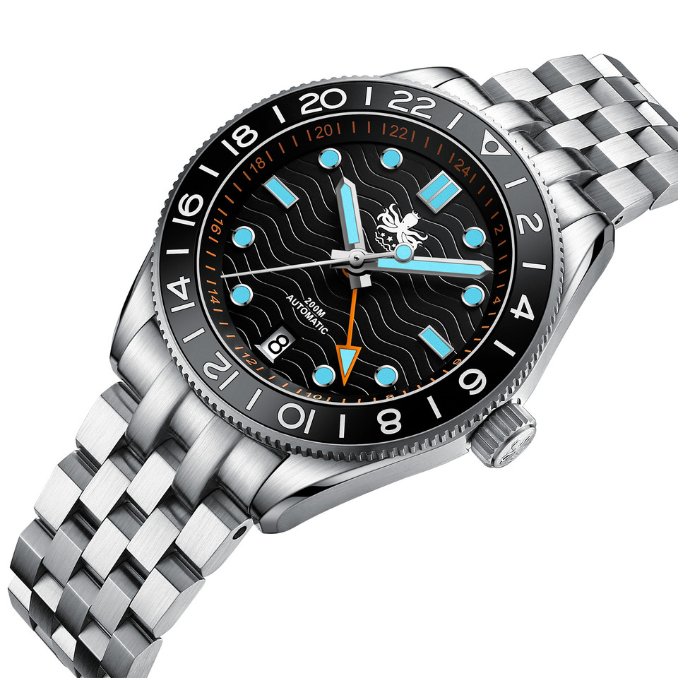 PHOIBOS WAVE MASTER GMT 200M Automatic Diver Watch PY049C Black