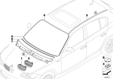 Genuine Left Grille With Chrome Frame 51 13 7 077 129 - BMW Shop