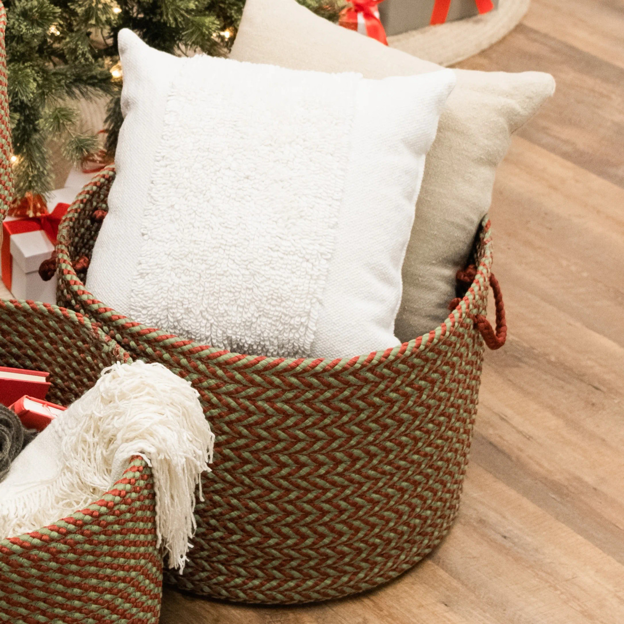 Holiday Chevron Jumbo Basket | Colonial Mills