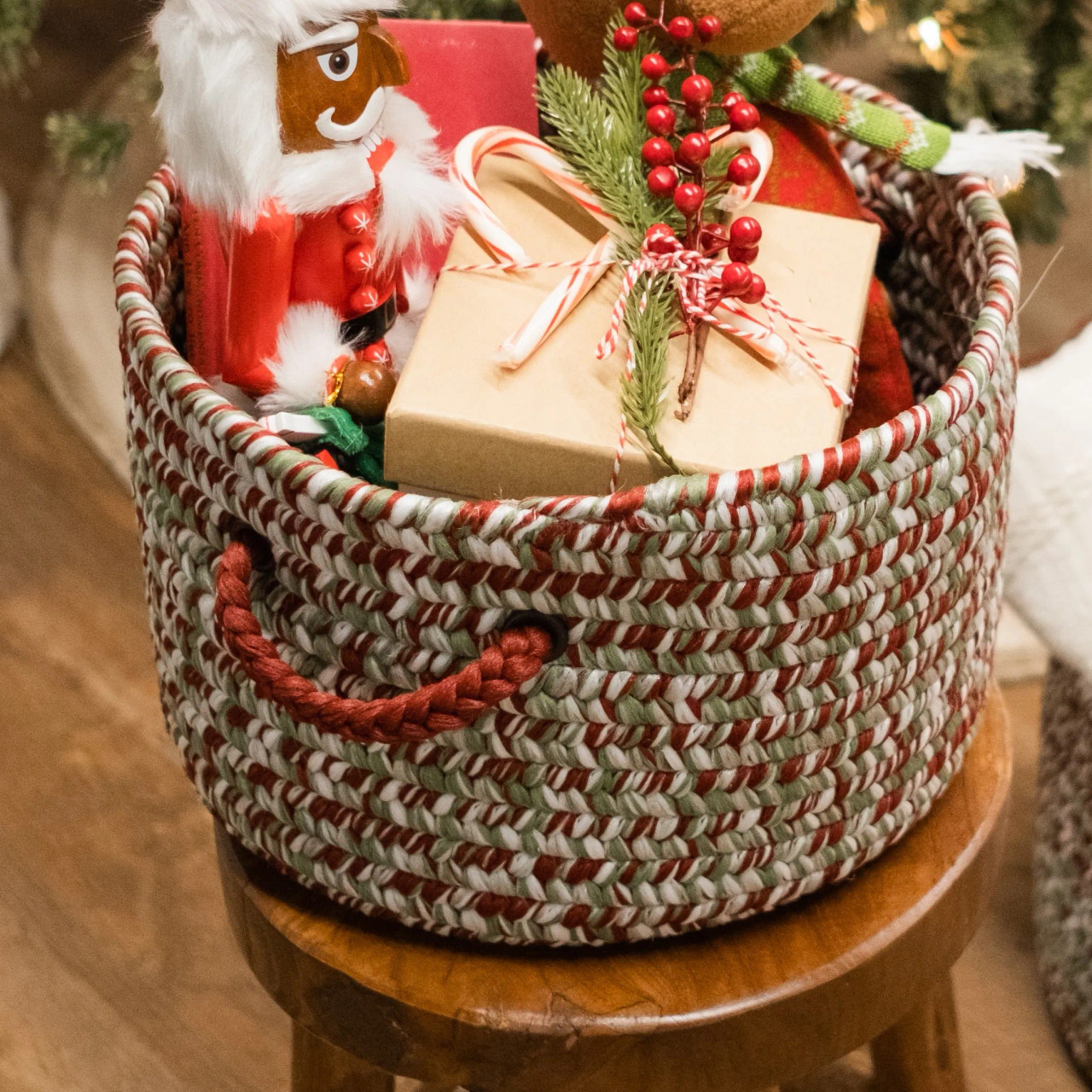Holiday Tweed Braided Basket | Colonial Mills