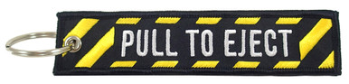 Embroidered Key Chain, PULL TO EJECT