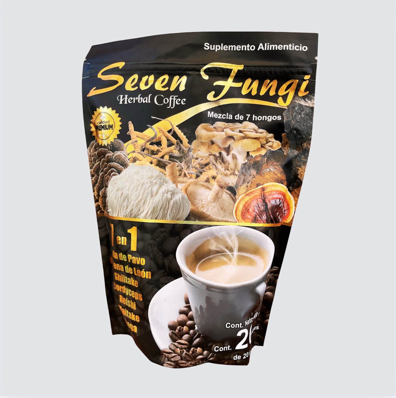 Seven Fungi Herbal Coffee | Mezcla de 7 Hongos 7 en 1 | 400g/20 packets ...