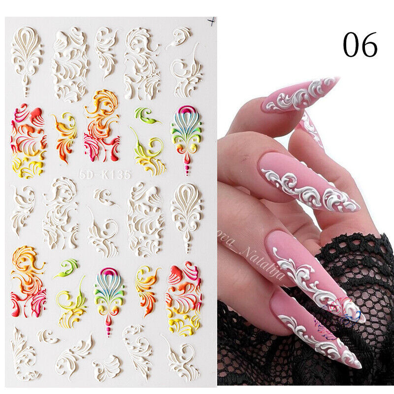 5D Embossed Nail Stickers - 5D-130 to 5D-140 - SUPPLY US LLC