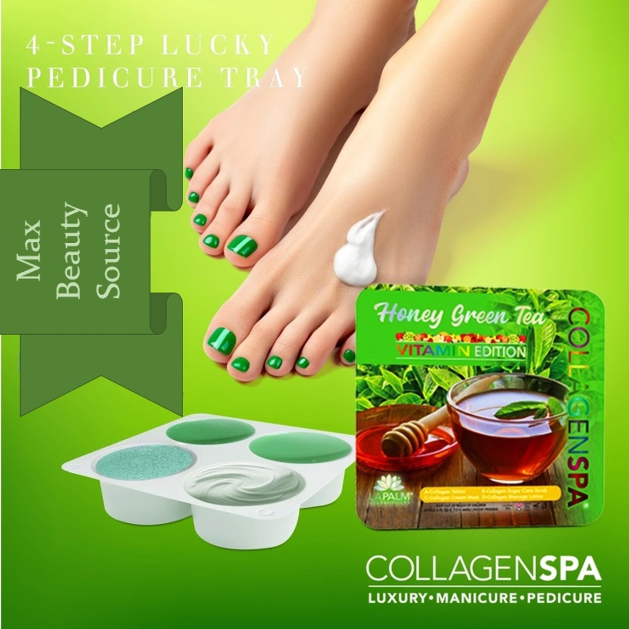 Lapalm Collagen Spa 4 Steps Pedi Tray Matcha Green Tea Us Nail