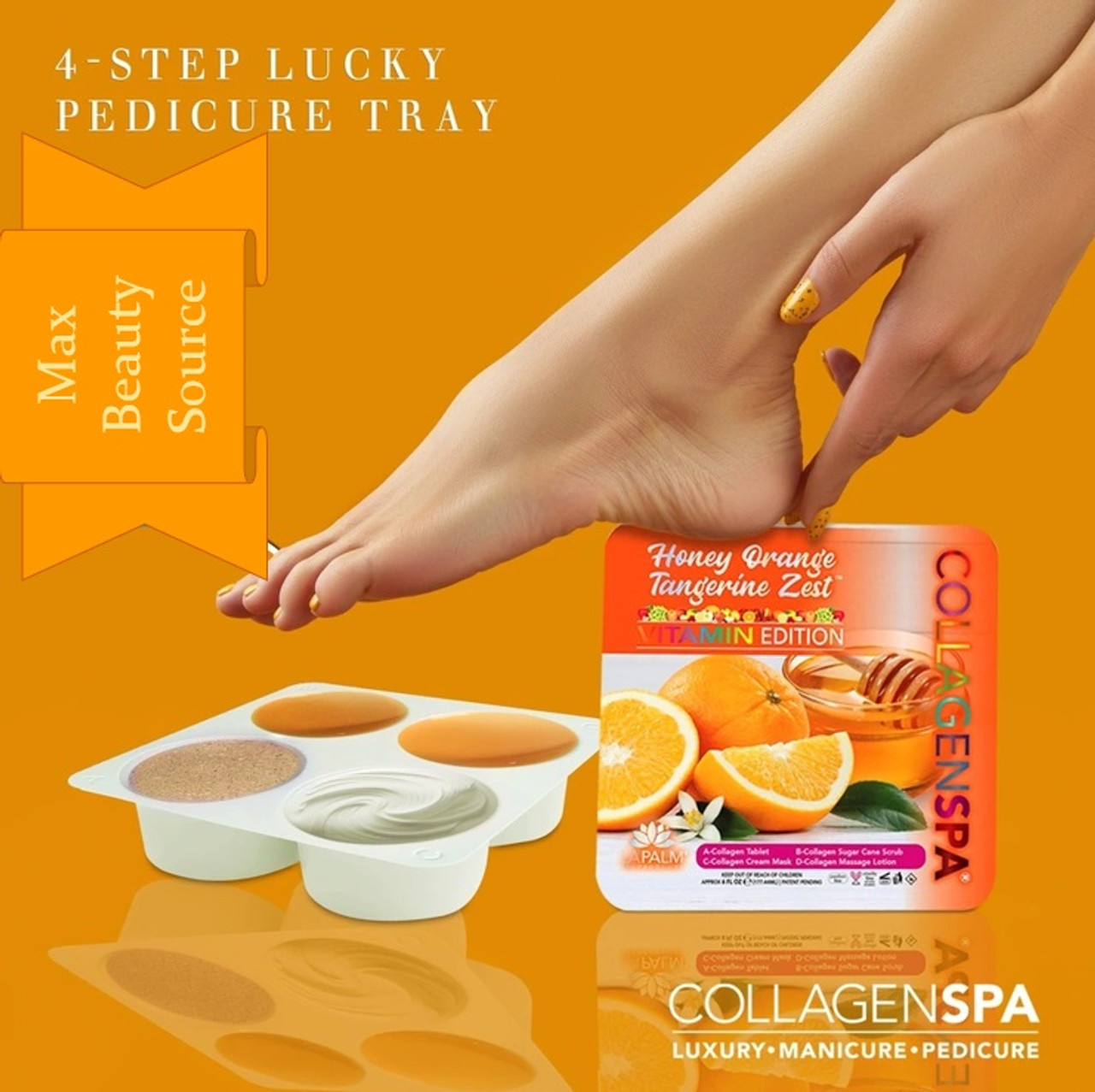 Lapalm Collagen Spa 4 Steps Pedi Tray Orange Tangerine Zest Us Nail