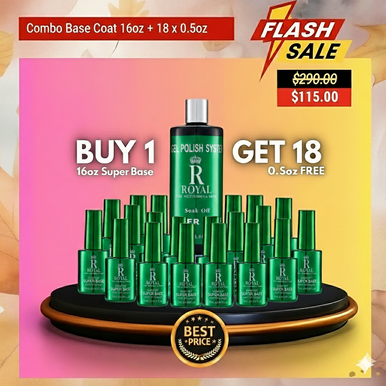 Royal Base Coat Refill 16oz + FREE 18 bottles x 0.5oz - US Nail Supply LLC