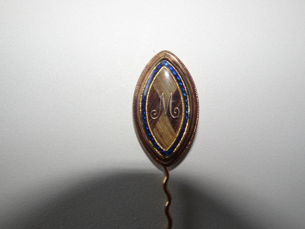 Victorian 18ct Gold & Enamel Mourning Pin