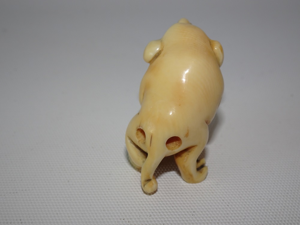 Japanese Ivory Netsuke of Dog with Ball