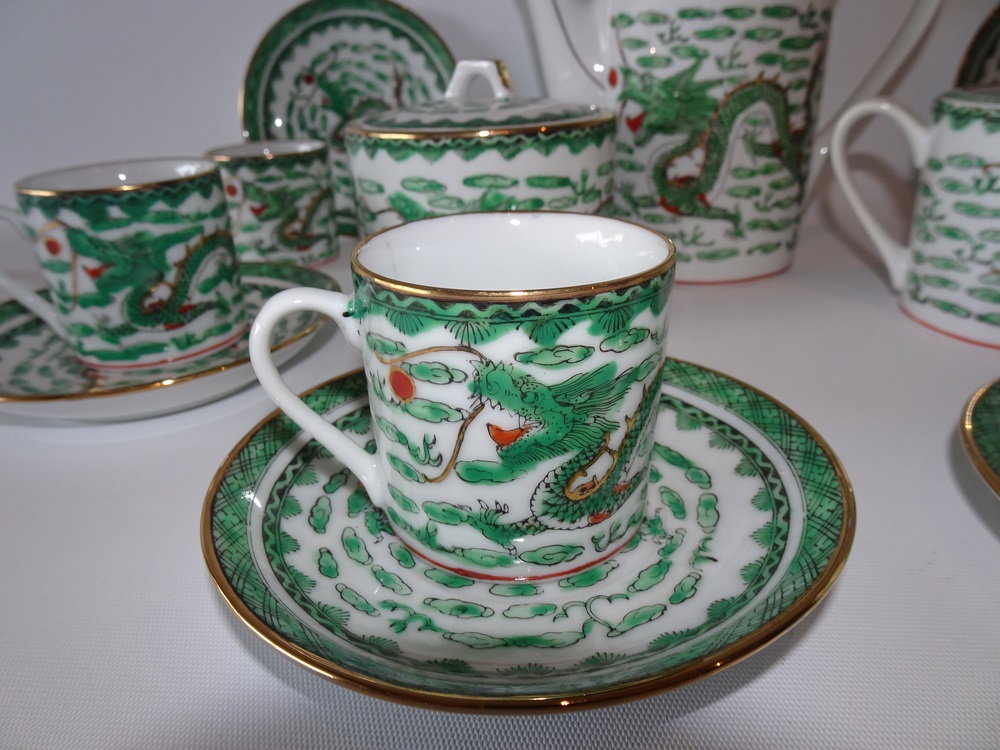 Chinese Hand Decorated Coffee Set 15 Piece