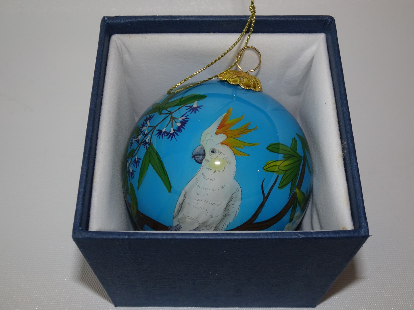 Christmas Tree Glass Bauble Sulphur Crested Cockatoo